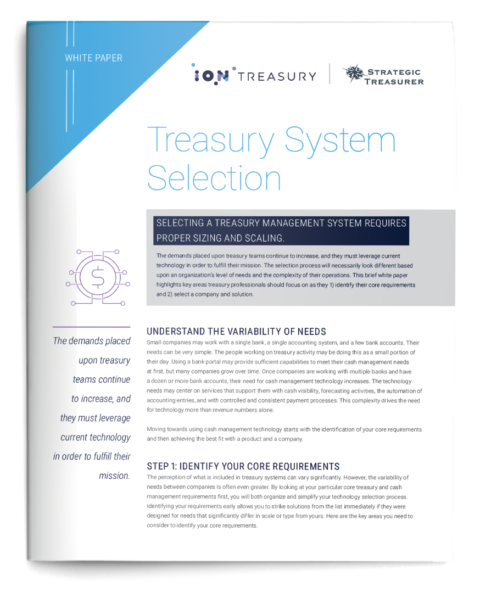 Treasury System Selection - White Paper